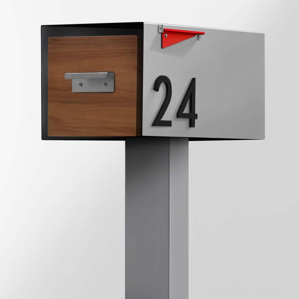 POST & PORCH Malone Post Mounted Mailbox with Sublimated Wood Door ...