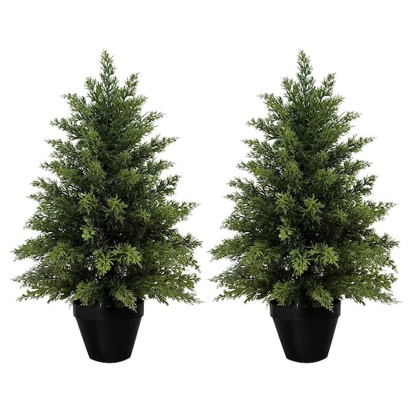 Vitalismo 2ft Artificial Cypress Trees Tower-shaped Potted Plants Faux ...