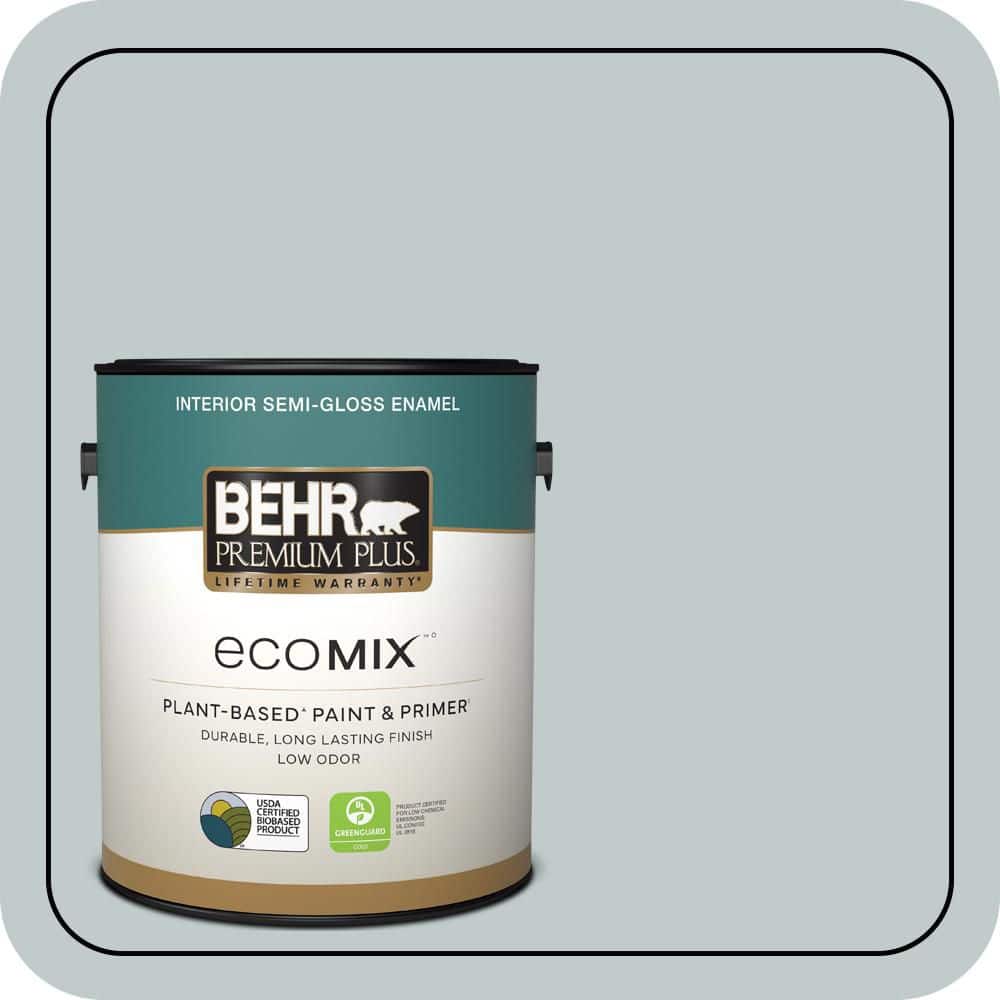 BEHR PREMIUM PLUS 1 gal. #730E-3 River Rock Semi-Gloss Enamel EcoMix ...