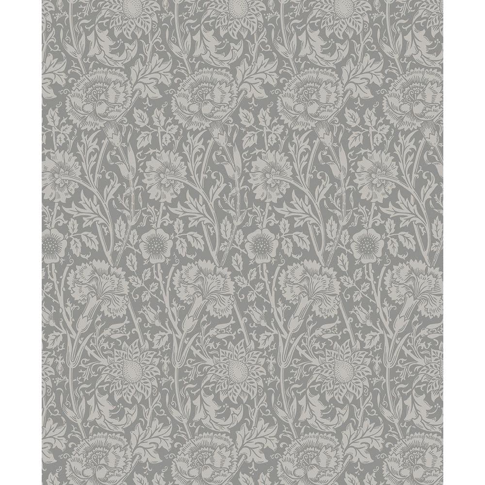 Seabrook Designs Argos Grey Tonal Floral Trail Unpasted Nonwoven Paper ...