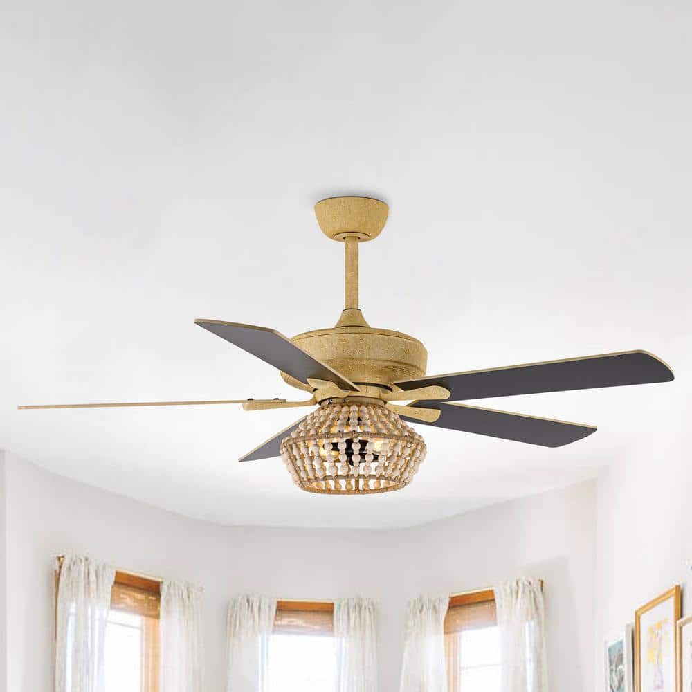 Flint Garden 52 in. Indoor Weathered Gold Reversible Blade Ceiling Fan ...