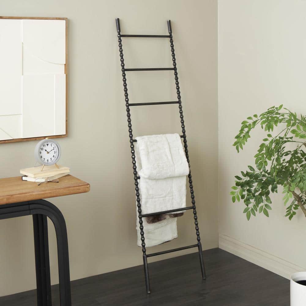 Litton Lane Black Metal 7-Rung Ladder 045906 - The Home Depot