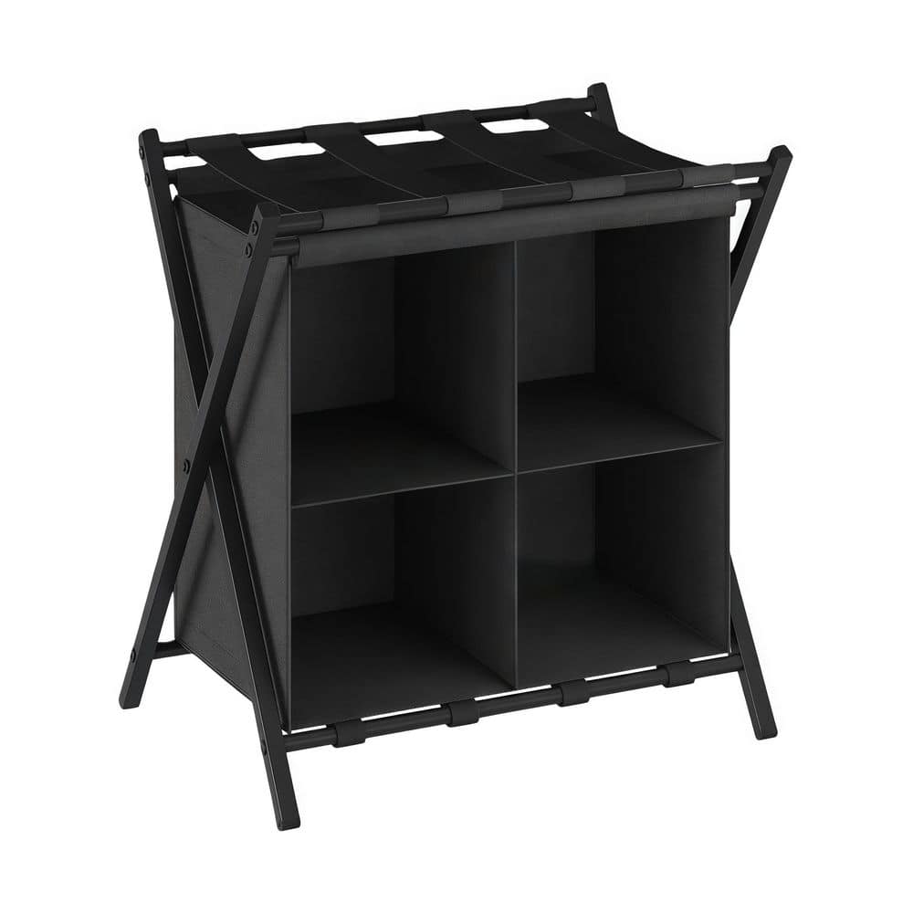 Wudkey Black Iron Luggage Rack w/ Storage Guest Room Folding Suitcase ...