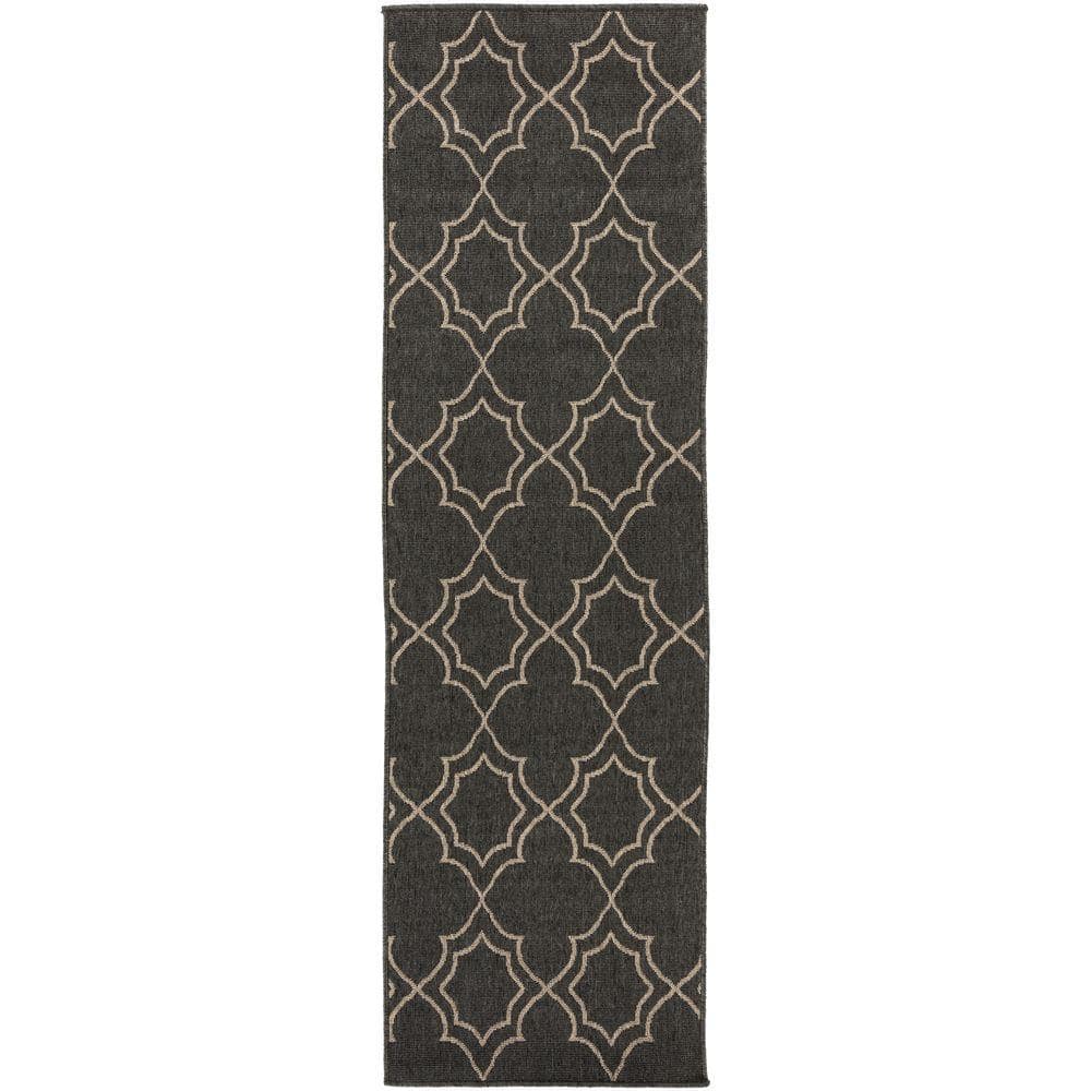 Livabliss Anderson Black 2 ft. x 8 ft. Indoor/Outdoor Patio Runner Rug ...