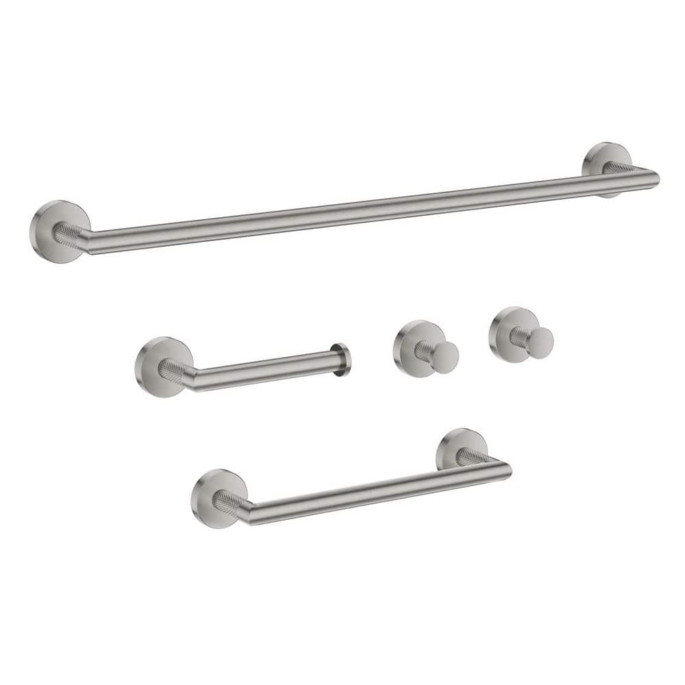 BWE 5-Piece Bath Hardware with Towel Bar Towel Rack 2-Towel Hook And ...