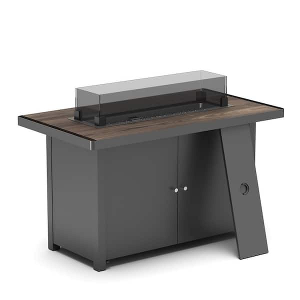 LAUSAINT HOME 55,000-BTU 43 in. Metal Outdoor Fire Pit Table in Black ...