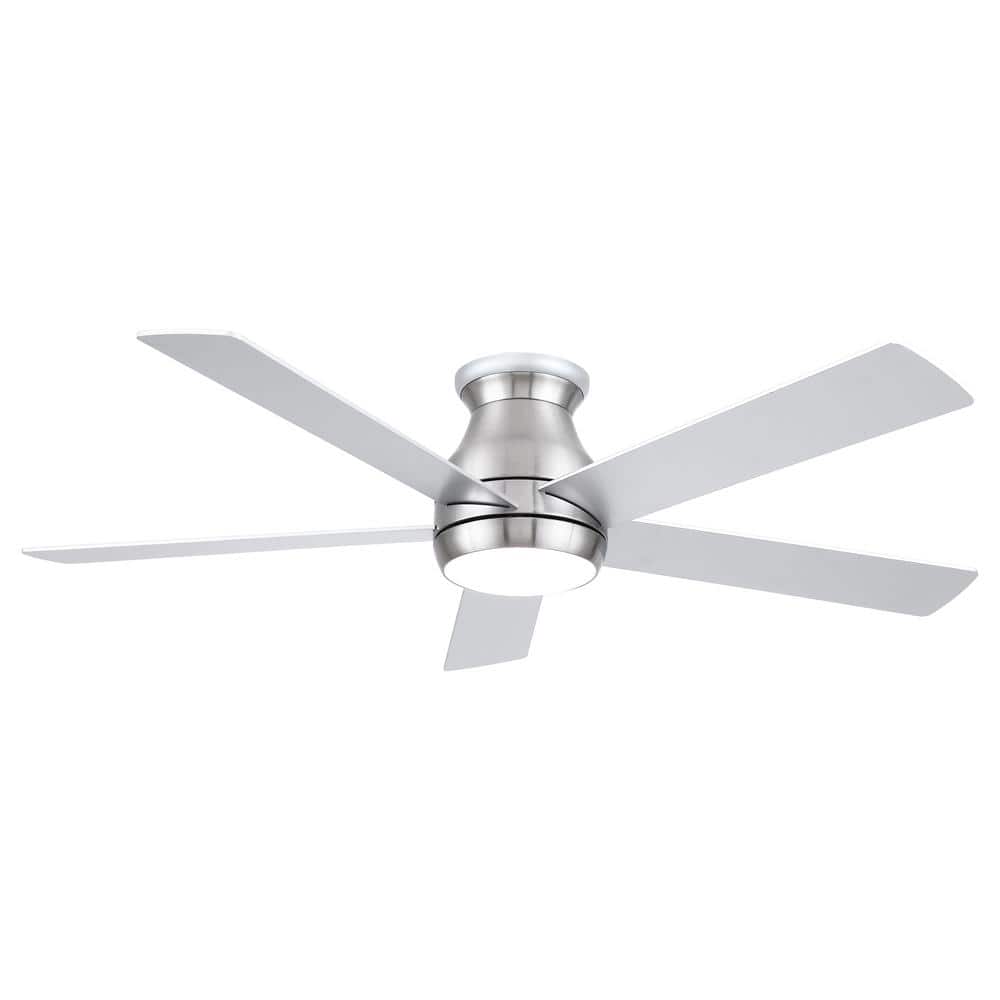 PUDO 52 in. Integrated LED Indoor Silver Ceiling Fan Lighting with 5 ...