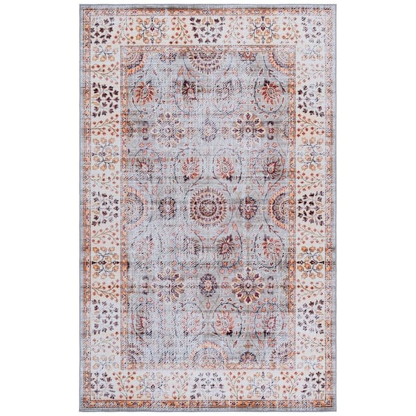 SAFAVIEH Tucson Gray Green/Beige 5 ft. x 8 ft. Machine Washable ...