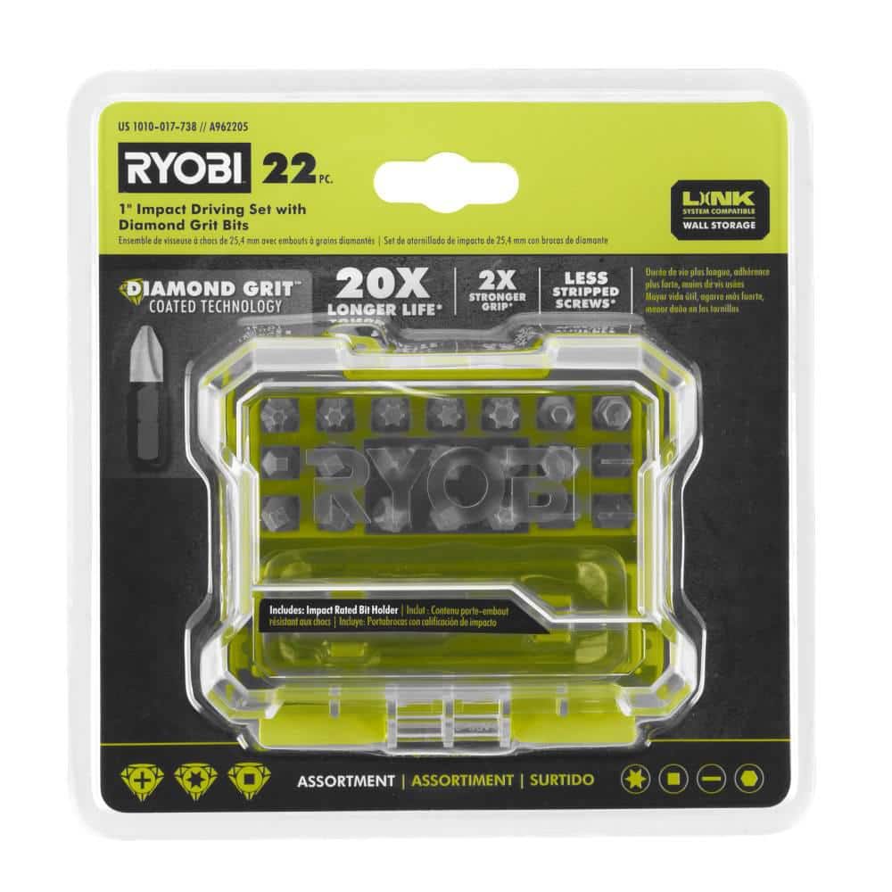 RYOBI 1 in. Diamond Grit Driving Set (22-Piece) A962205 - The Home Depot