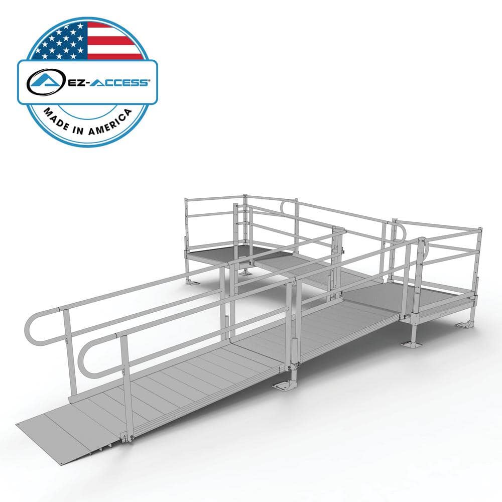 EZ-ACCESS PATHWAY 18 ft. L-Shaped Aluminum Wheelchair Ramp Kit with ...