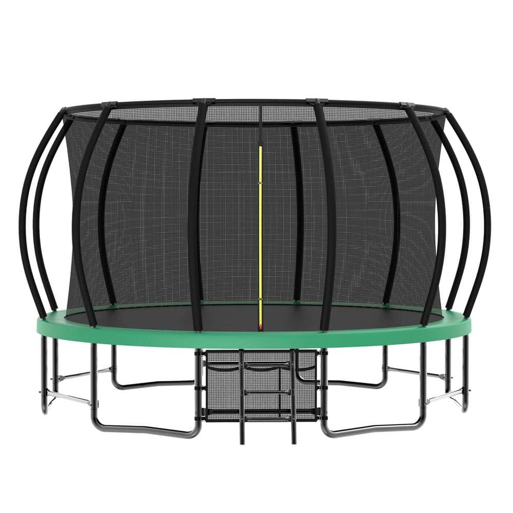 Boosicavelly 16 ft. Green Galvanized Anti-Rust Outdoor Round Trampoline ...