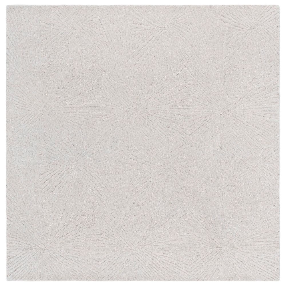 SAFAVIEH Ebony 6 ft. x 6 ft. Ivory Solid Geometric Radiant Square Area ...