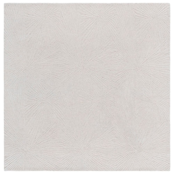 SAFAVIEH Ebony 6 ft. x 6 ft. Ivory Solid Geometric Radiant Square Area ...