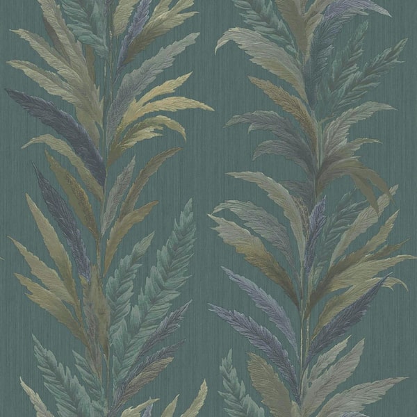 Ornamenta Collection Green Leaf Flourish Shimmer Finish Vinyl on Non ...
