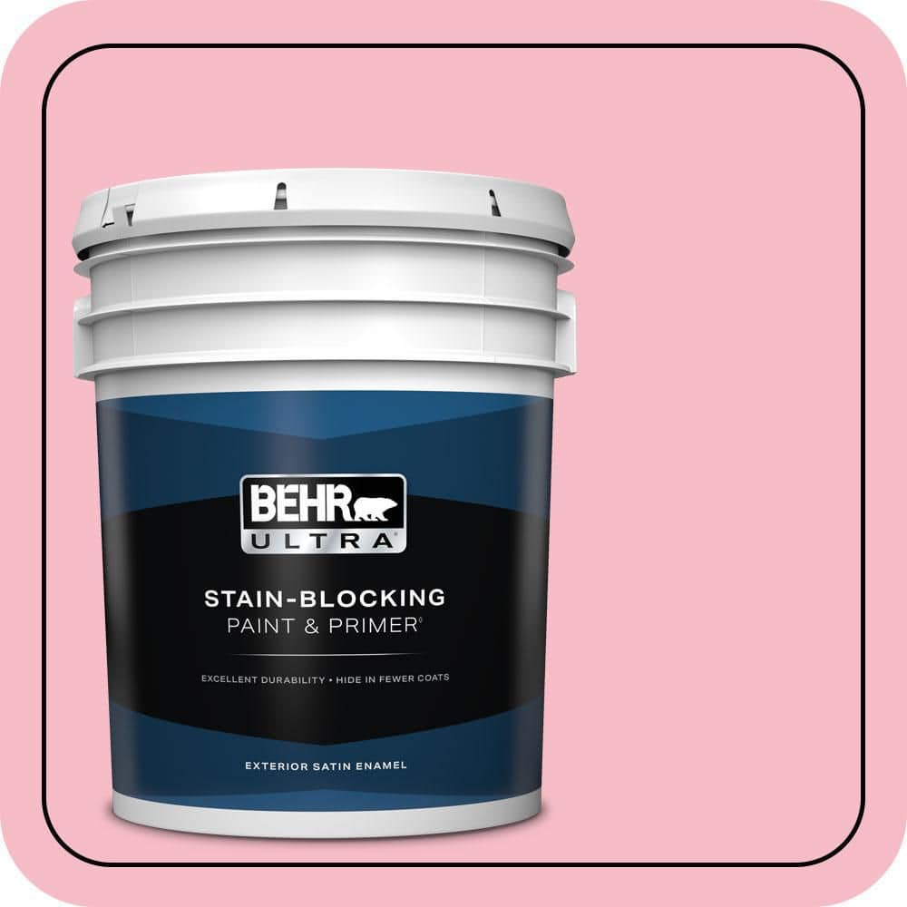 BEHR ULTRA 5 gal. #120C-2 Pink Punch Satin Enamel Exterior Paint ...