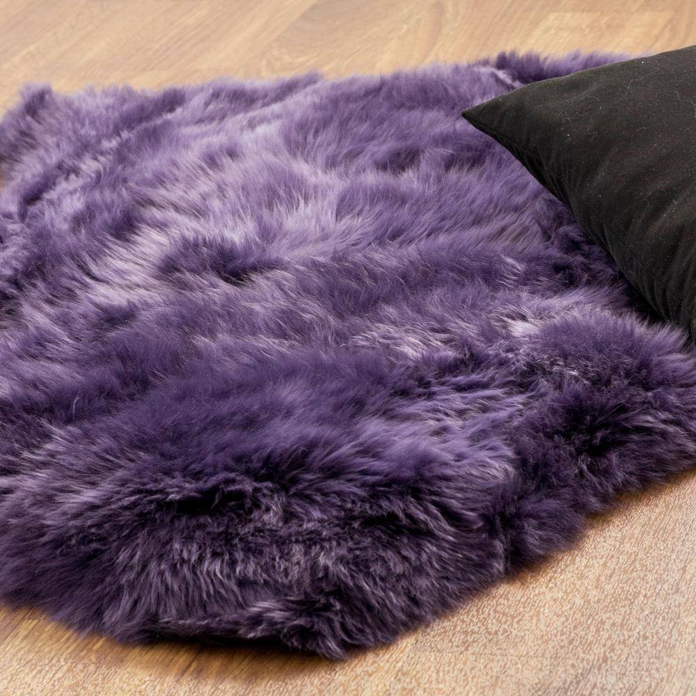 Super Area Rugs Genuine New Zealand Sheepskin Pelt 2 x 3 ft. Loganberry ...