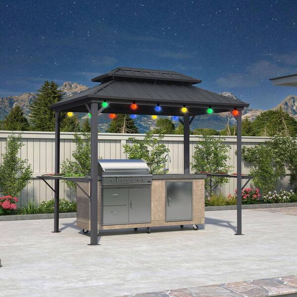 PURPLE LEAF 6 ft. x 9 ft. Hardtop Grill Gazebo for Patio Aluminum ...