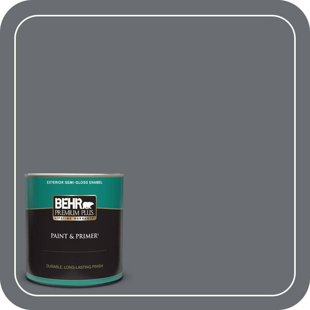 BEHR PREMIUM PLUS 1 qt. #PPF-49 Platinum Gray Semi-Gloss Enamel ...