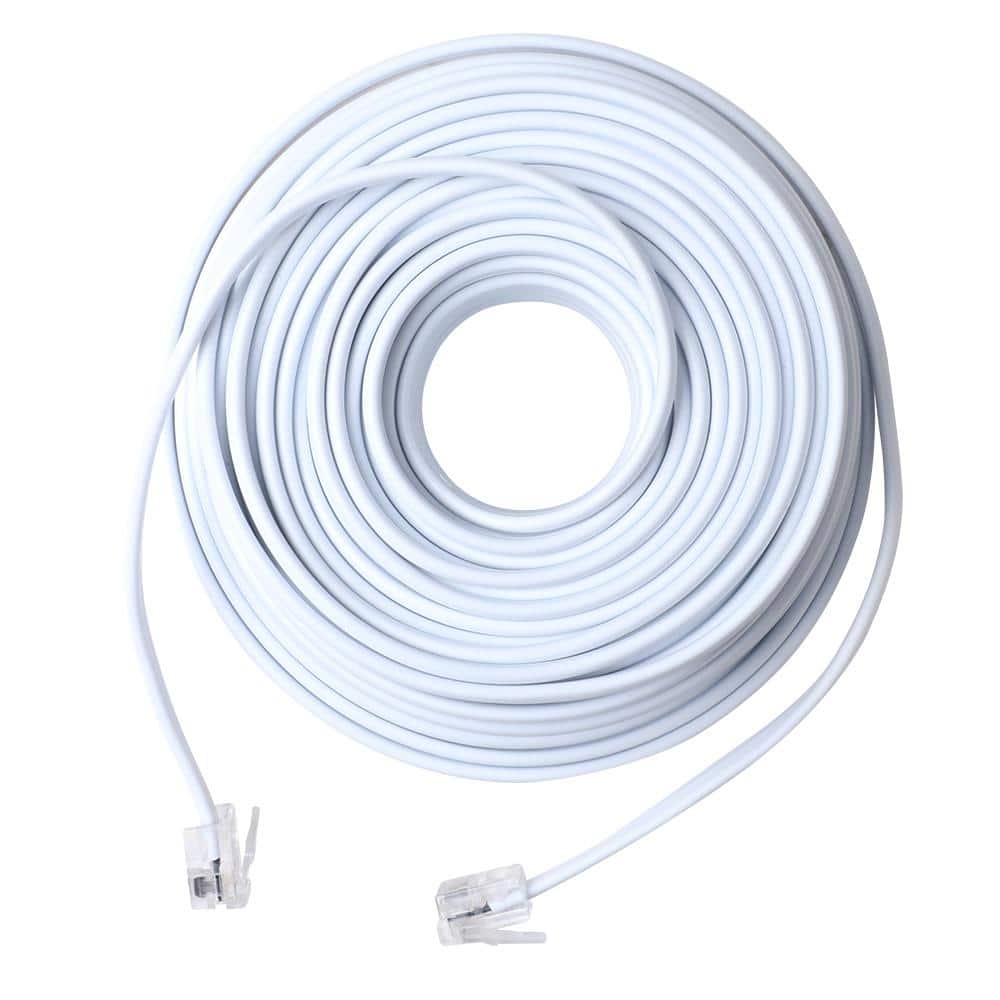 Commercial Electric CE 50 ft. White Phone Line Cord BSTTC-50 - The Home ...