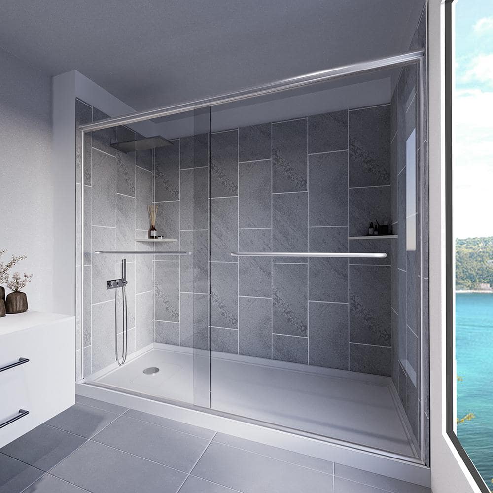 NuVo Slate Grey-Rainier 60 in. x 30 in. x 83 in. Base/Wall/Door ...