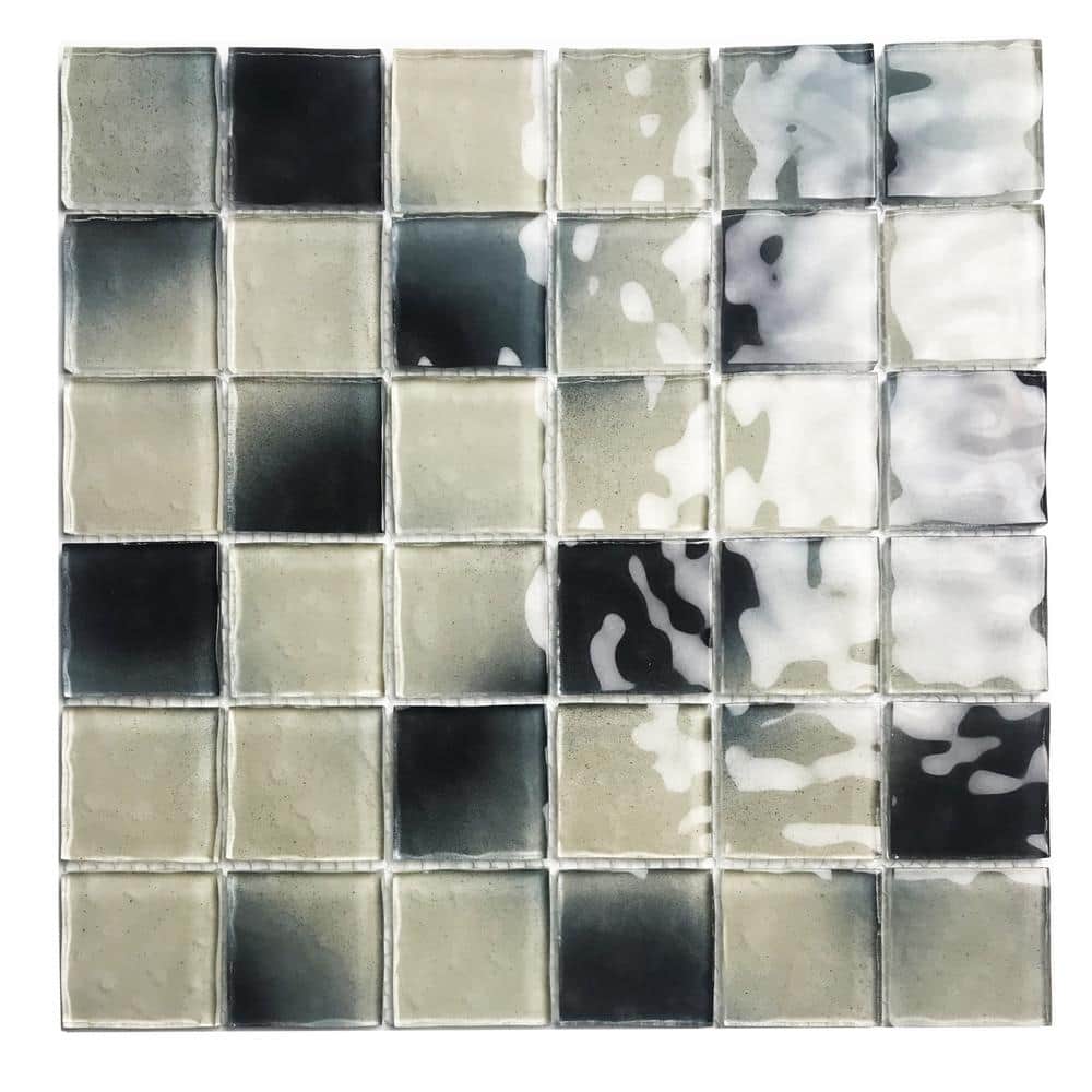 ABOLOS Watermarks Blue 11 in. x 11 in. Glossy Textured Glass Mosaic ...