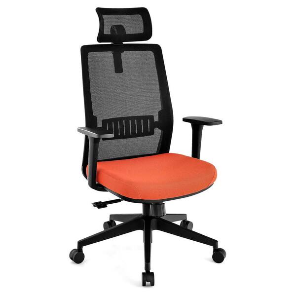 Costway Mesh Office Chair Big Tall Rolling Ergonomic Executive Chair Height Adjustable 400 lbs in Black Orange P12I 10N539DK