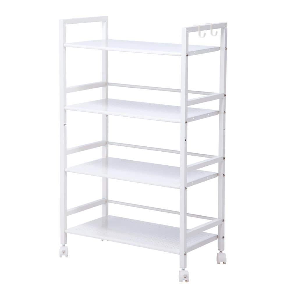 Karl home Widen Iron Multi-functional 4-Wheeled Storage Cart in White ...
