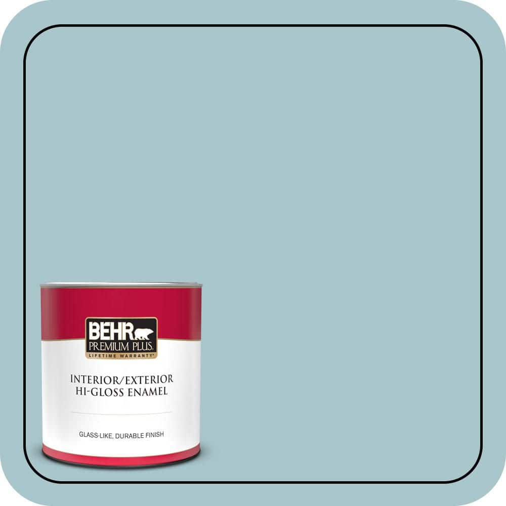 BEHR PREMIUM PLUS 1 qt. #S450-3 Spring Storm Hi-Gloss Enamel Interior ...