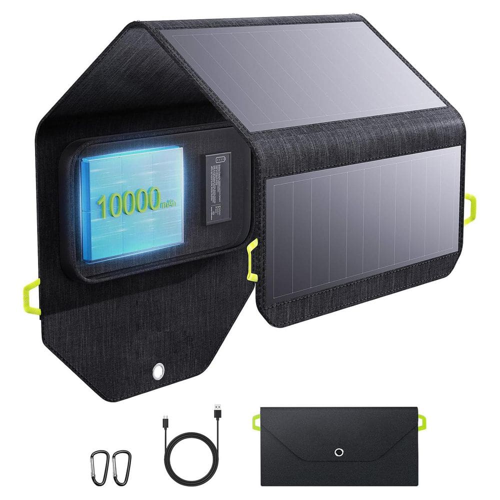 EKIEUDL 28W Portable Solar Charger with 10000mAh Power Bank Foldable ...