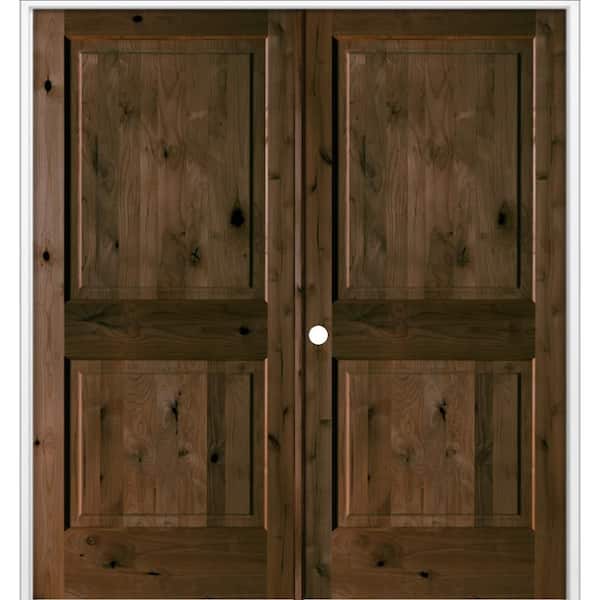 Krosswood Doors 72 in x 96 in Rustic Knotty Alder 2-Panel Right Handed ...