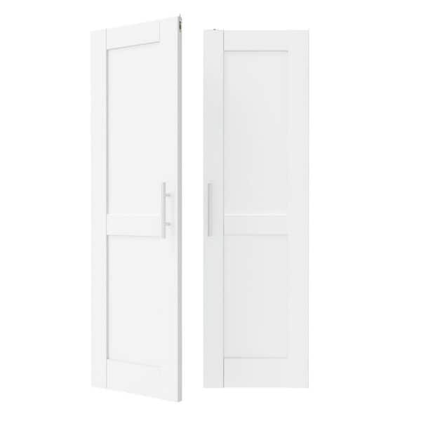 TENONER 56 in. x 80 in. Solid Wood & MDF, 2-Panel, White Primed, Pantry ...