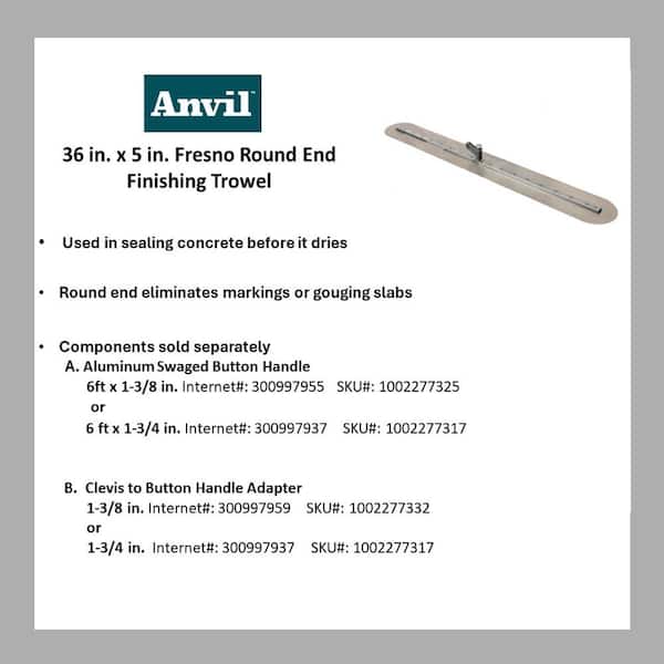 Anvil 36 in. x 5 in. Fresno Round End Finishing Trowel 57540 - The Home ...