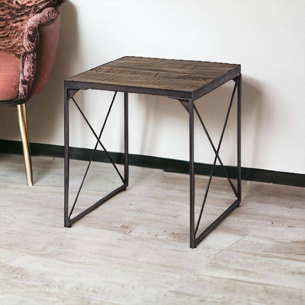 HomeRoots 24 in. Black Square Wood End Table 2000380661 - The Home Depot