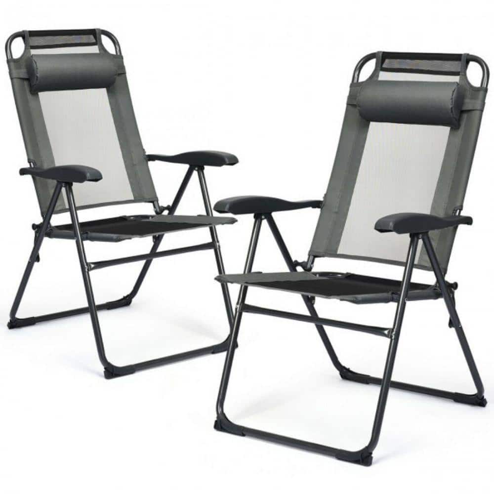 Alpulon Gray Patio Adjustable Folding Recliner Chairs with 7 Level ...