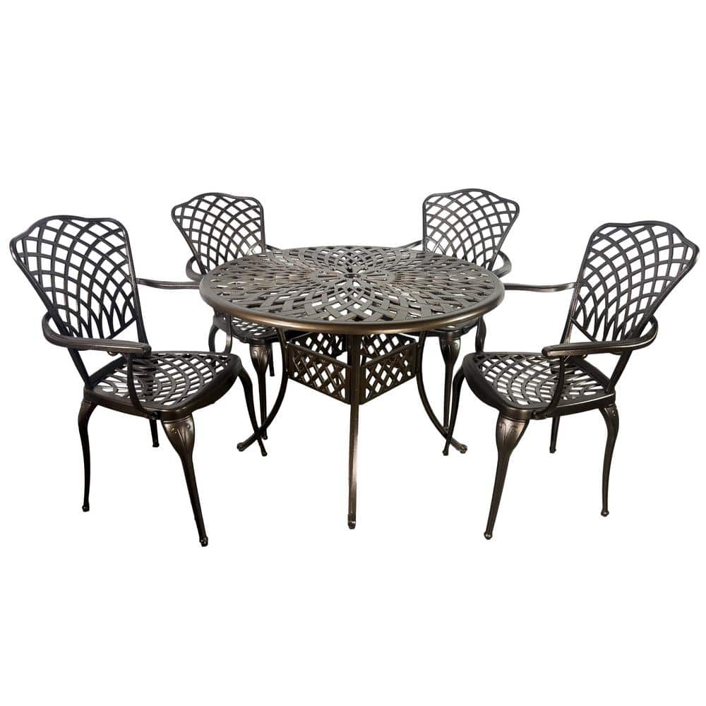 Kinger Home Arden 5-Piece Cast Aluminum Outdoor Patio Dining Set with ...
