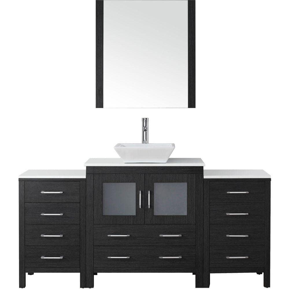 Virtu USA Dior 69 in. W Bath Vanity in Zebra Gray with Stone Vanity Top ...