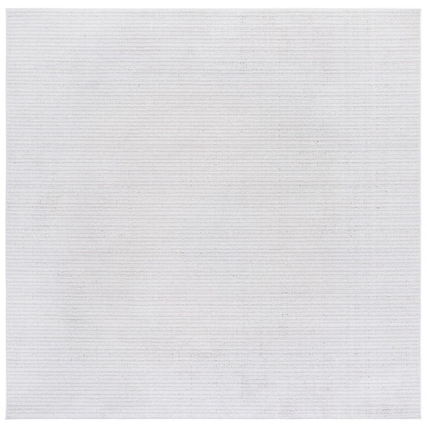 SAFAVIEH Hunter 7 ft. x 7 ft. Ivory/Beige Striped Solid Square Area Rug ...