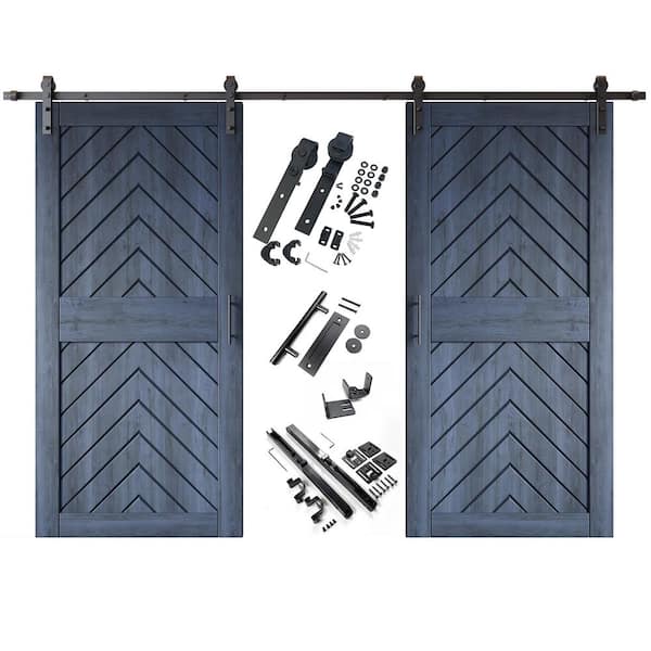 HOMACER JT1 40 in. x 84 in. C-Panel Navy Fishbone Design Double Pine ...