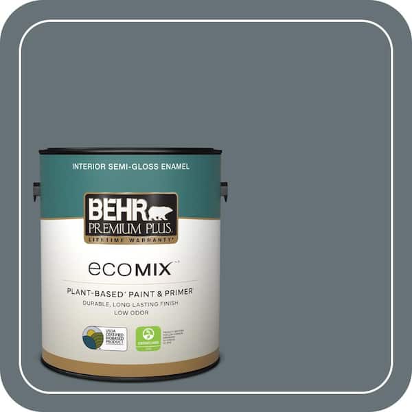 BEHR PREMIUM PLUS 1 gal. #ECC-22-3 Rain Shadow Semi-Gloss Enamel EcoMix ...