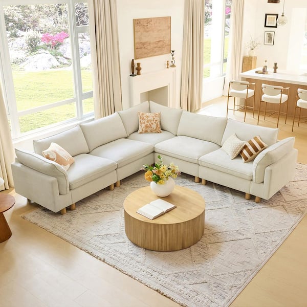 Spruce & Spring Wesley 118.1 in. 5-Piece Modern Corner Modular ...