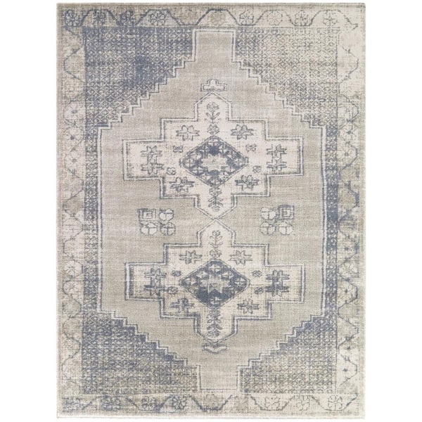 StyleWell Fermont Cream 6 ft. 7 in. x 9 ft. Medallion Area Rug 3123639 ...