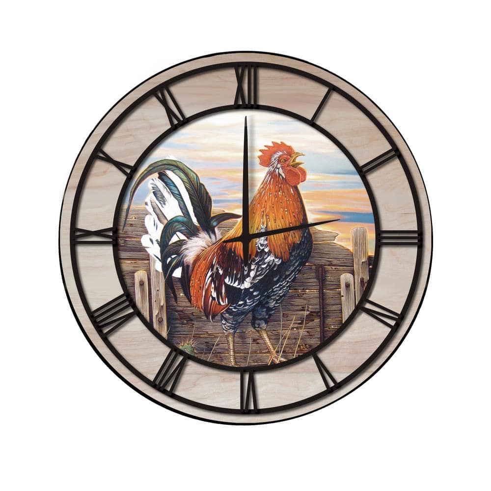 "A New Day" Woodgrain Accent and Black Numbers Imaged Wall Clock CL-AND ...