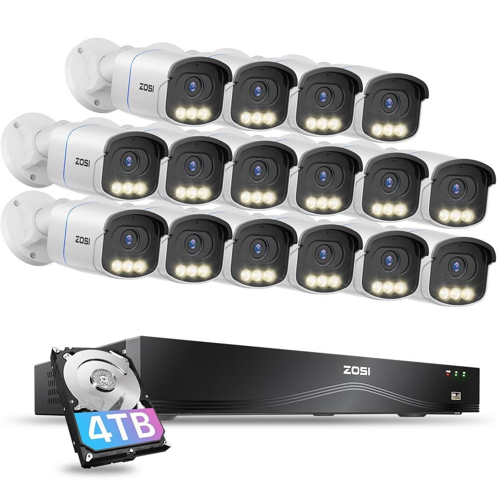 ZOSI 4K UHD 16-Channel 4TB NVR Home Security Camera System with 16 8MP ...