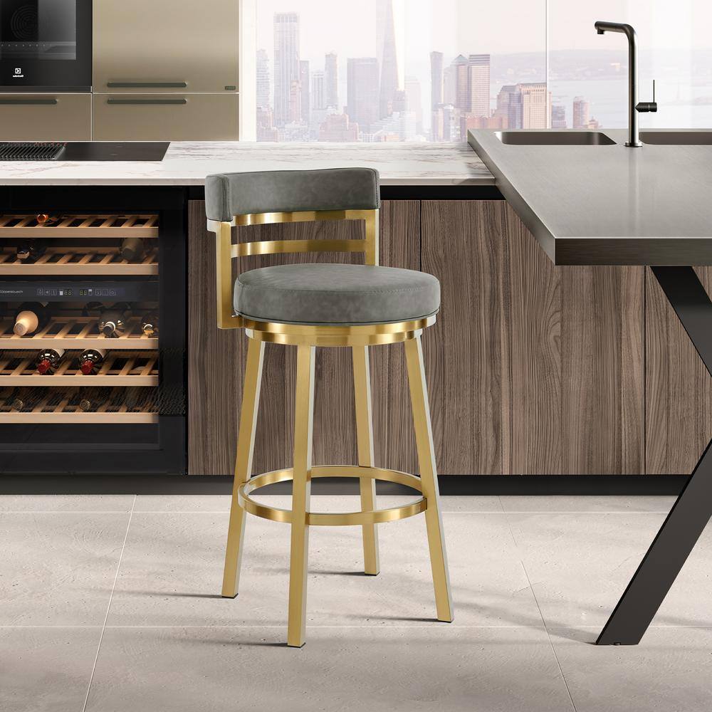 Reviews for Armen Living Madrid 30 in. Vintage Gray Metal Bar Stool ...