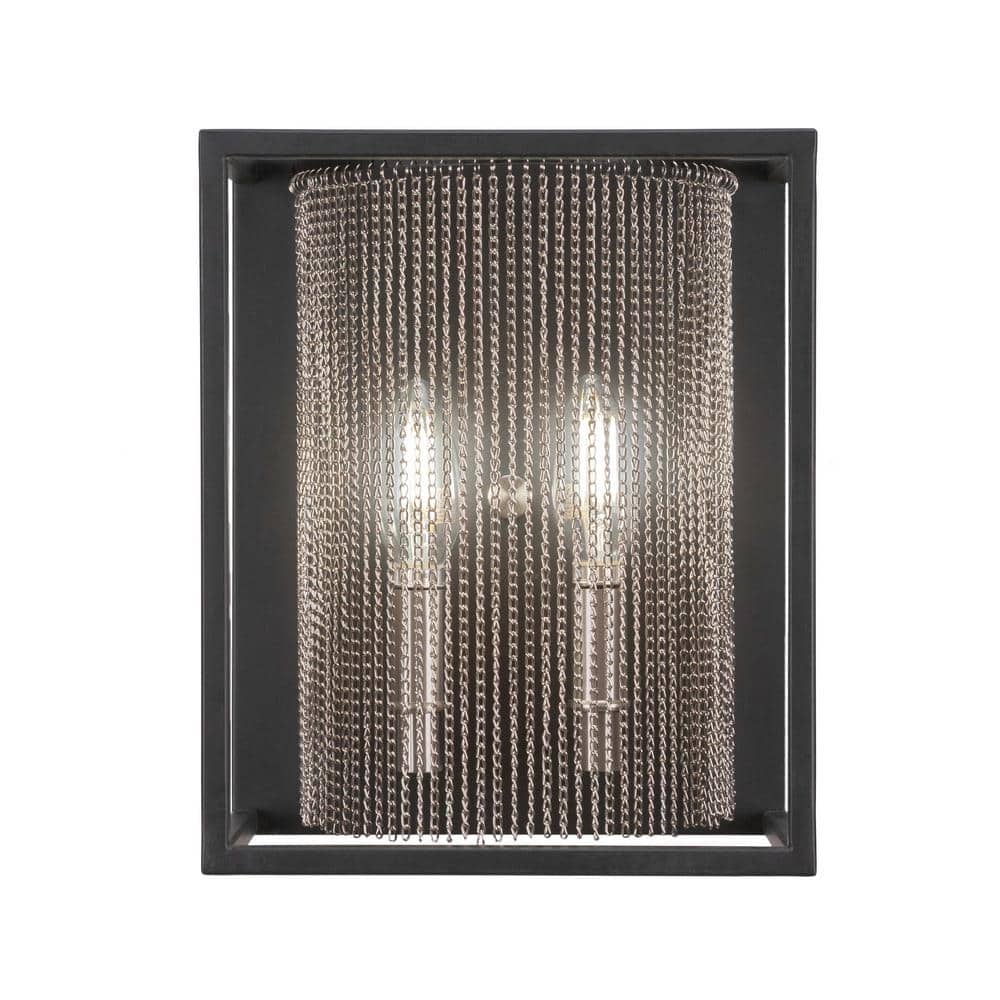 Autumn 8.75 in. 1-Light Matte Black and Brushed Nickel Wall Sconce with ...