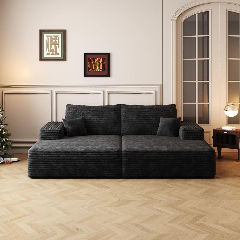Lesly Comfort Collection 74.8 in. Square Arm 2-Piece Corduroy ...