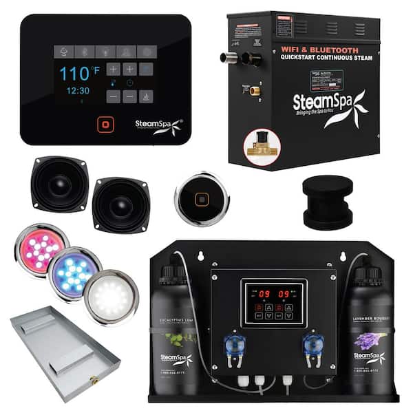 SteamSpa Black Series 7.5kW Steam Bath Generator with Continuous Steam ...