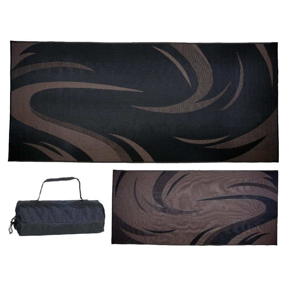 Stylish Camping 8 ft. x 18 ft. Swish Black/Brown Reversible Mat SD8181 ...