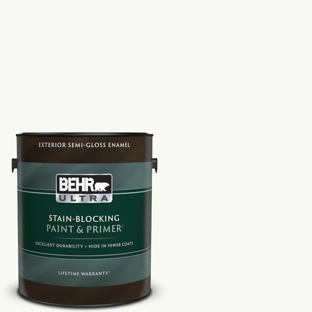 BEHR ULTRA 1 gal. #PR-W15 Ultra Pure White Semi-Gloss Enamel Exterior ...
