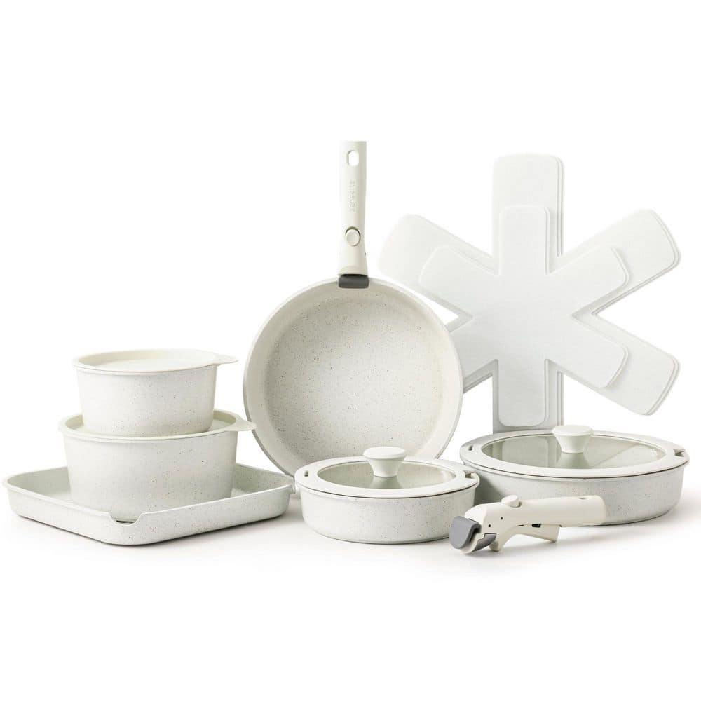 Wudkey 17-Piece Aluminum Pots and Pans Set, Nonstick Detachable Handle ...